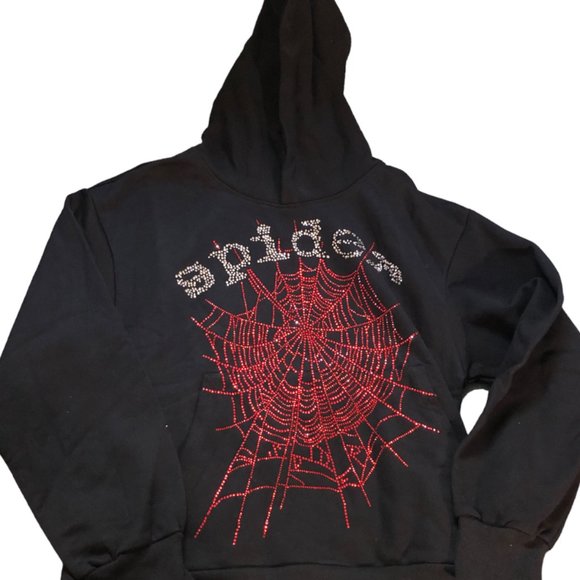 Sp5der | Shirts | Sp5der Og Rhinestone Logo Hoodie Black | Poshmark